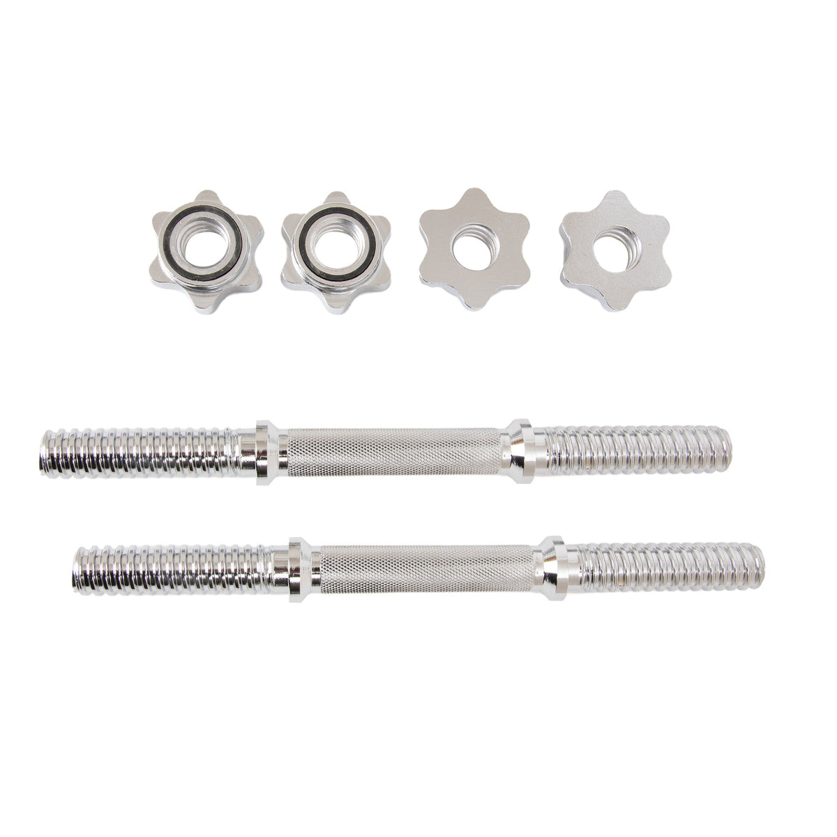 Standard 14" Dumbbell Handles – Threaded Ends – Silver – GoZoneUSA